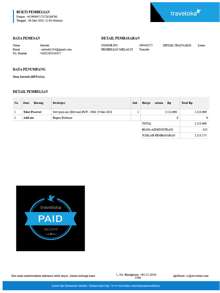 Contoh Traveloka | PDF