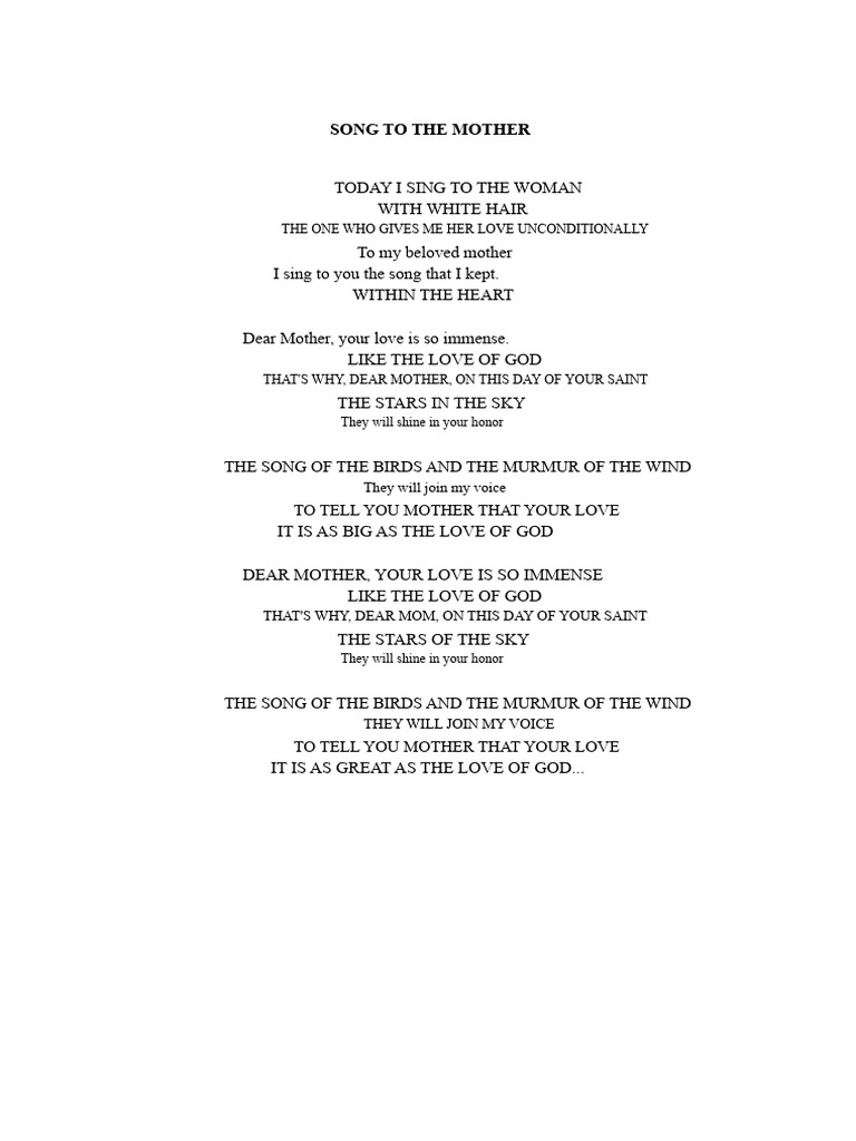 Song To The Mother | PDF | Love