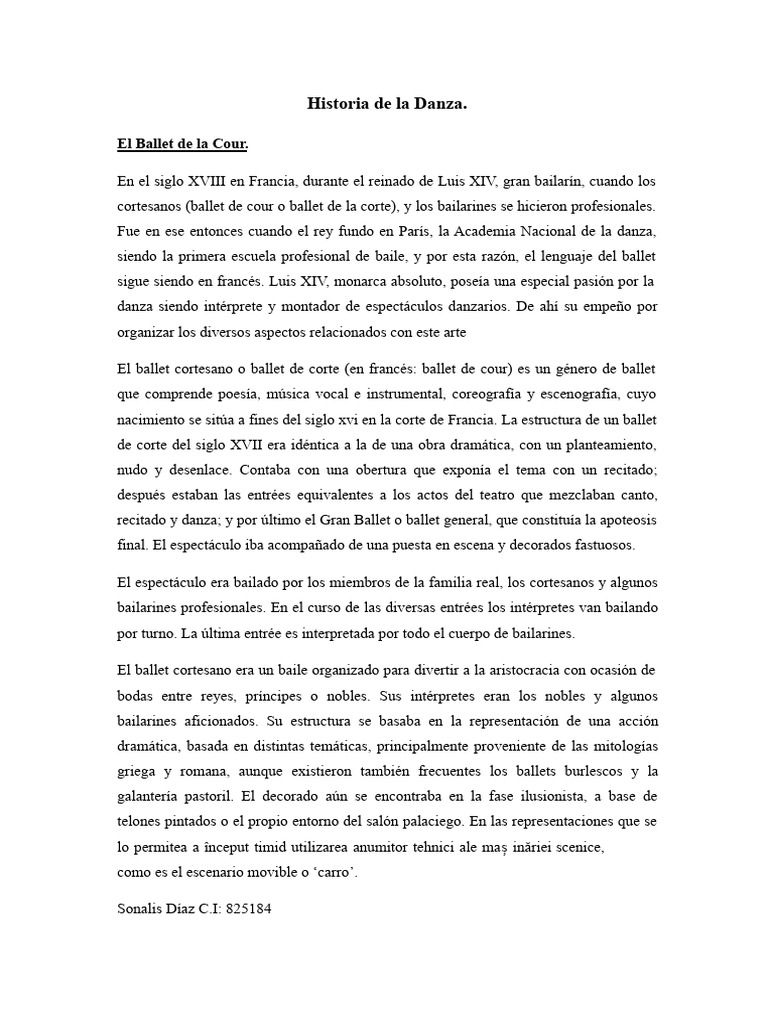 Istoria Dansului (Cuartilla) | PDF