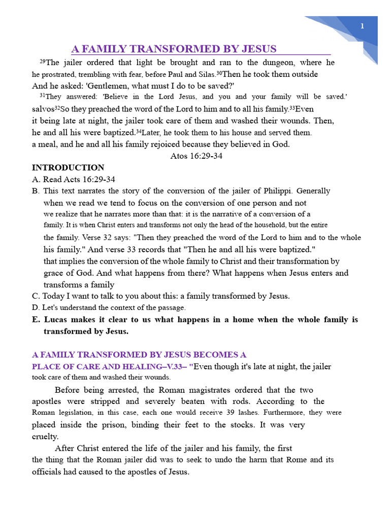 A Family Transformed by Jesus | PDF | Jesus | Epistle To The Philippians