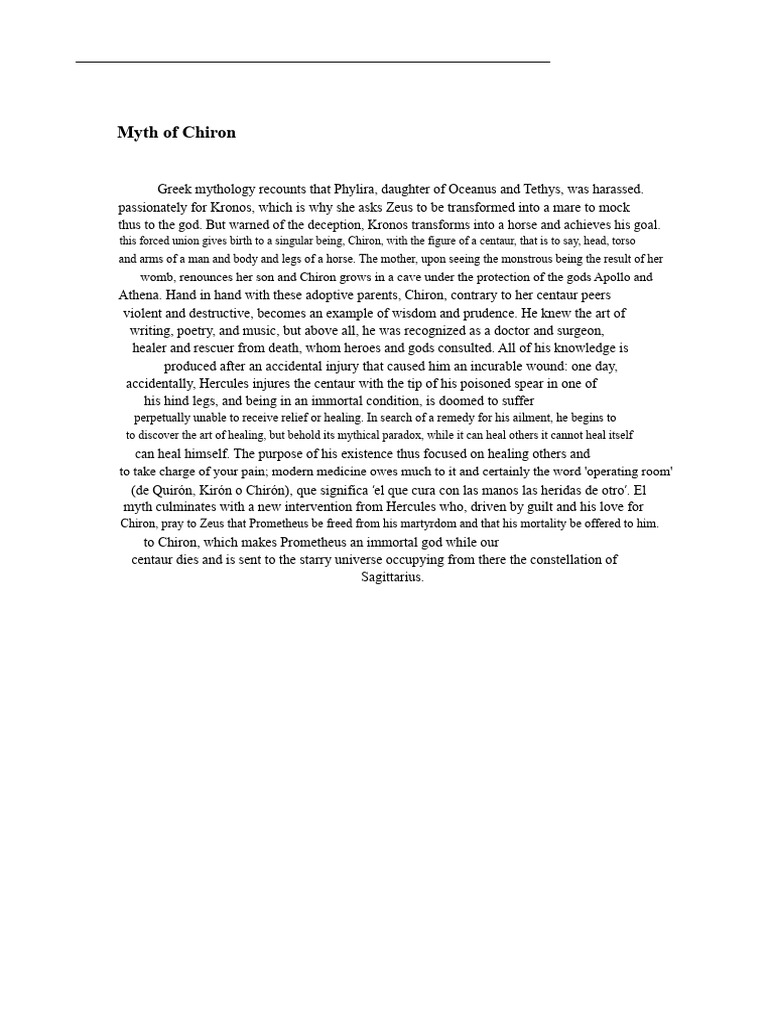 Myth of Chiron The Wounded Healer | PDF