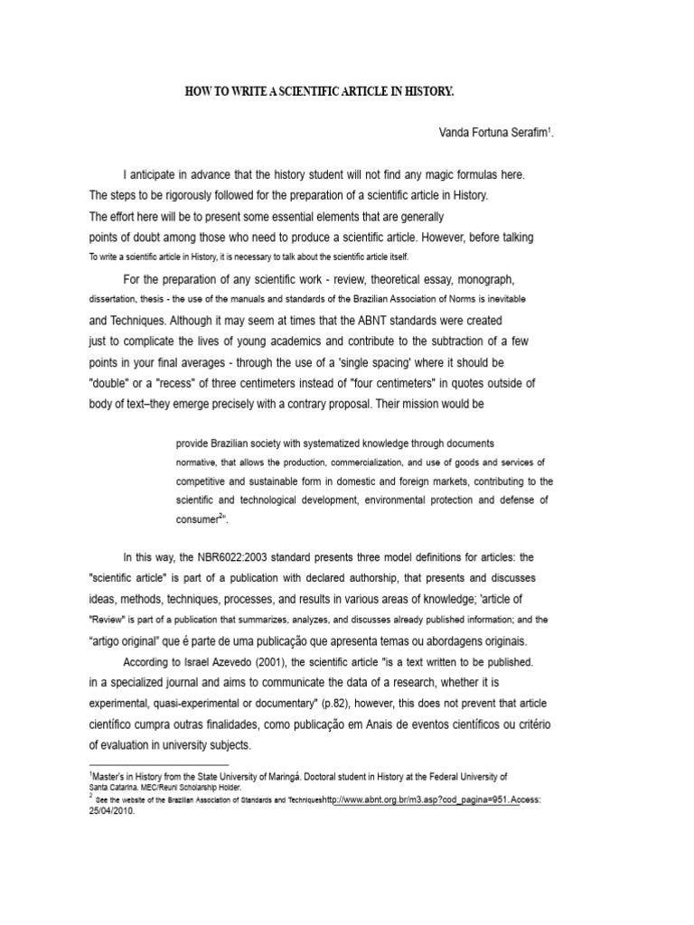 How To Write A Scientific Article in History | PDF | Methodology