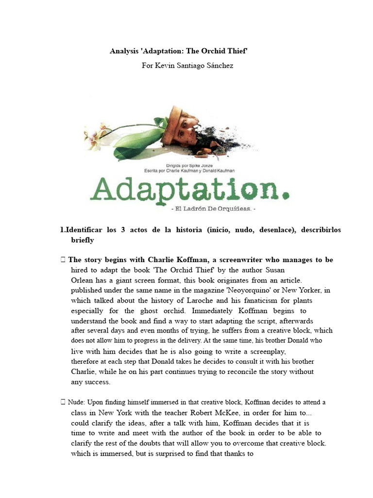 Analysis Adaptation The Orchid Thief | PDF