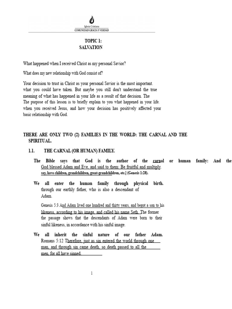 DISCIPLESHIP - CLASS #1 Salvation | PDF | Jesus | Adam
