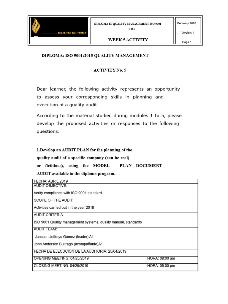 Activity-5 | PDF | Audit | Quality Management