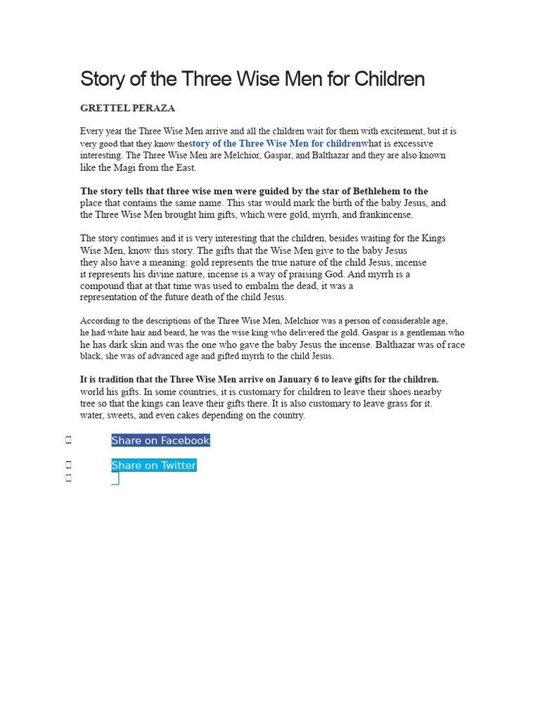 Story of The Three Wise Men For Kids | PDF