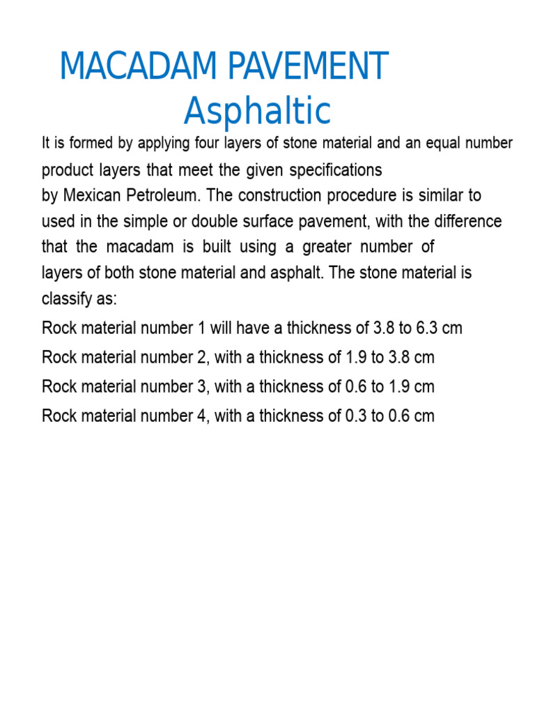 Asphalt Macadam Pavement | PDF | Road Surface | Concrete