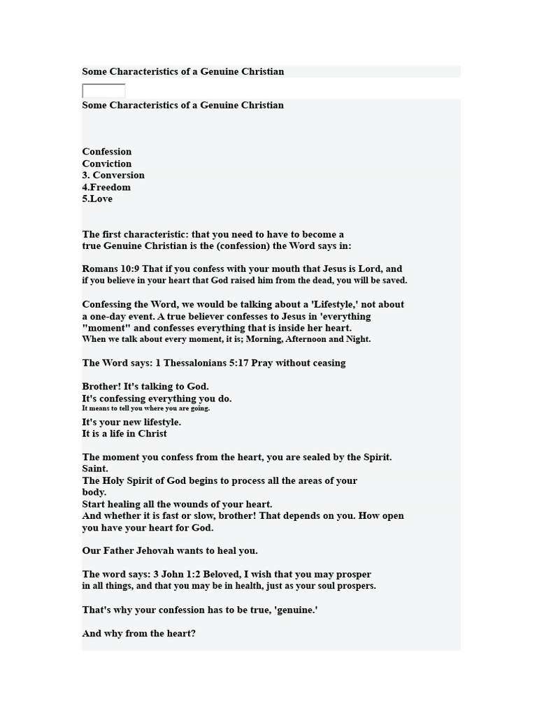 Some Characteristics of A Genuine Christian | PDF | God In Christianity ...