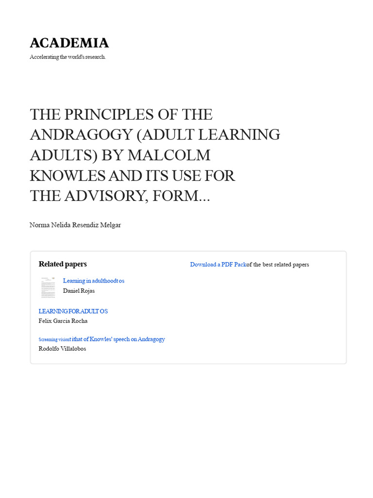 Andragogy Principles for Adult Learning | PDF | Learning | Motivation
