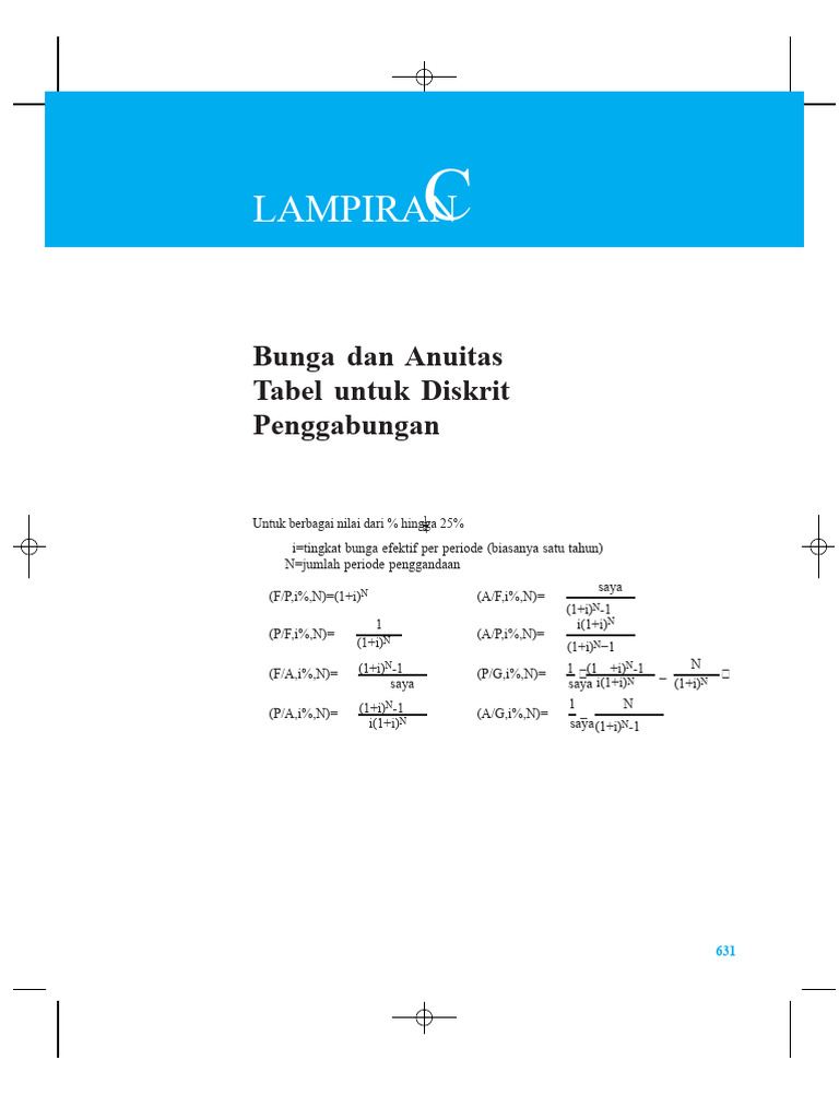 Tabel Bunga Dan Anuitas Untuk Penggabungan Diskrit Dan Kontinu | PDF