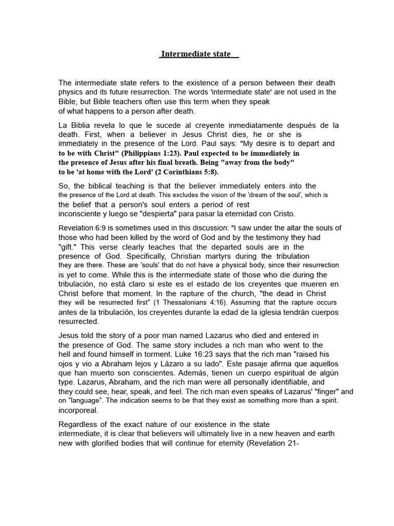 What Is The Intermediate State? | PDF | Resurrection Of Jesus | Purgatory