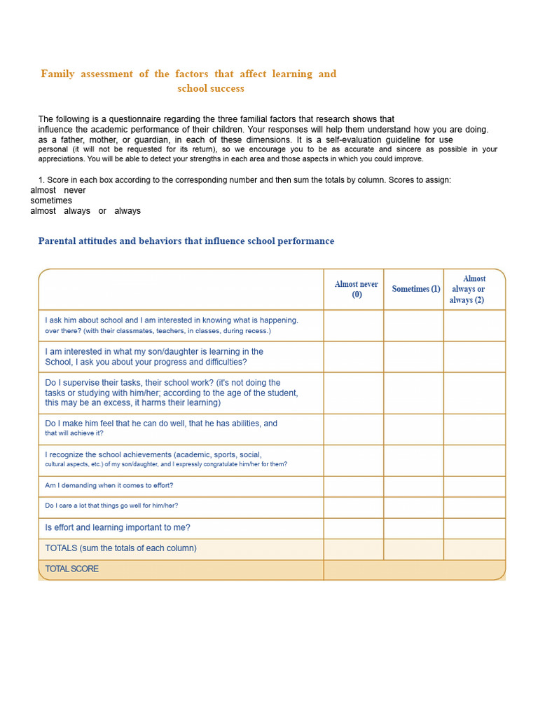 Family Factors Influencing School Success | PDF | Attitude (Psychology ...