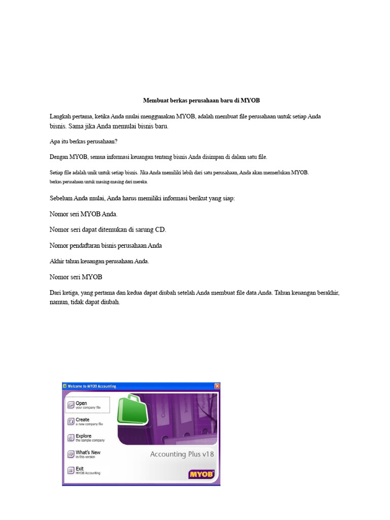 Cara Membuat Berkas Perusahaan di MYOB | PDF
