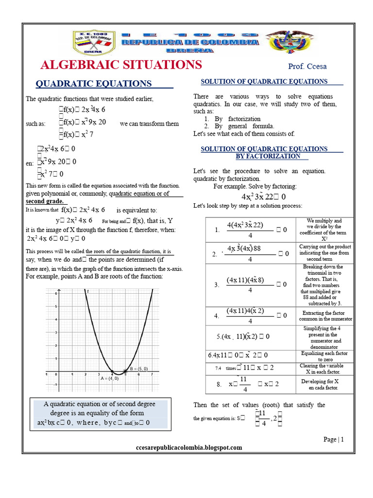 Theory and Problems of Quadratic Equations EC54 Ccesa007 | PDF ...