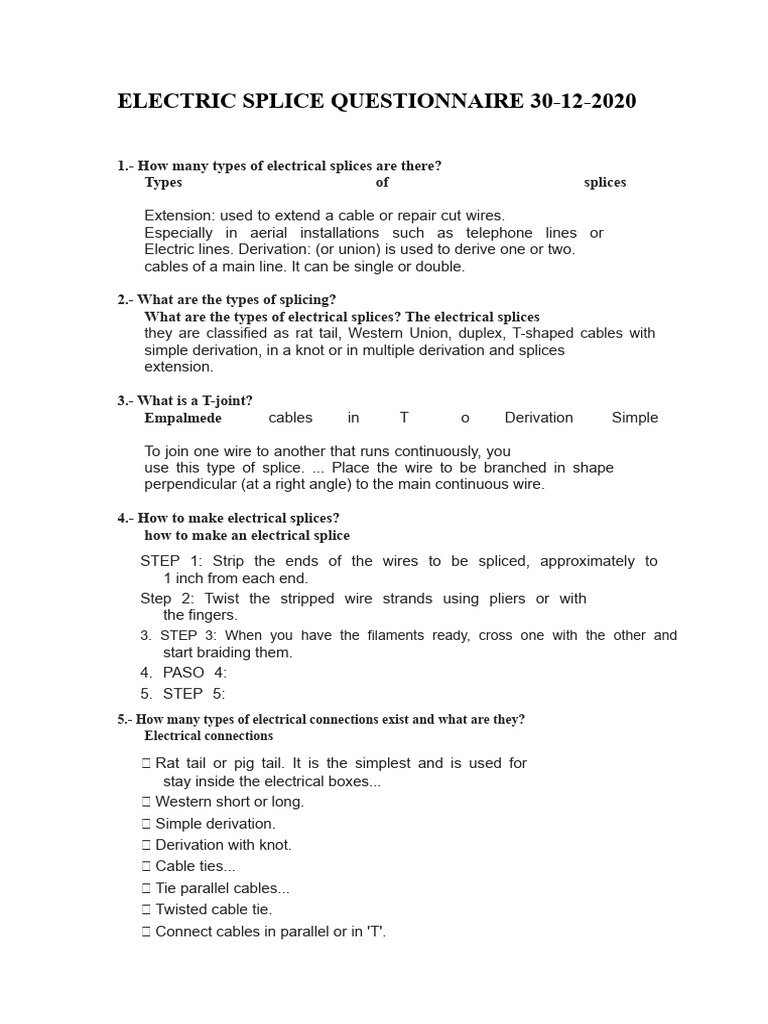 Types and Methods of Electrical Splices | PDF | Electrical Connector ...