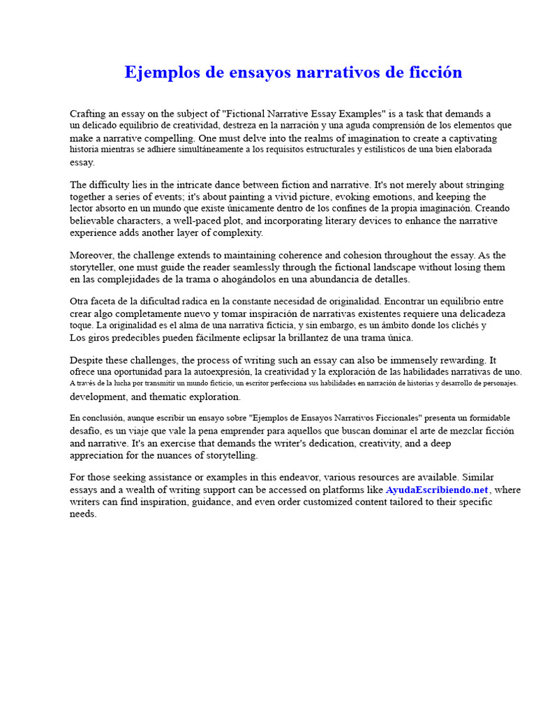 Ejemplos de Ensayos Narrativos de Ficción | PDF | Narrative | Ruth ...