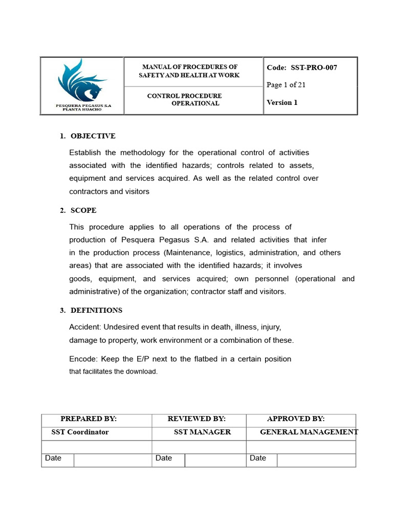 149221958-7-Operational Control Procedure | PDF | Occupational Safety ...