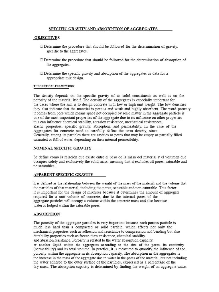 Report On Specific Gravity and Absorption of Aggregates | PDF ...
