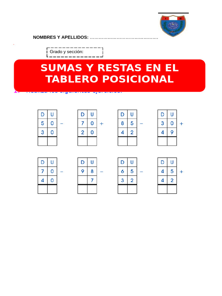 Sumas y Restas 1b - 16 Julio | PDF