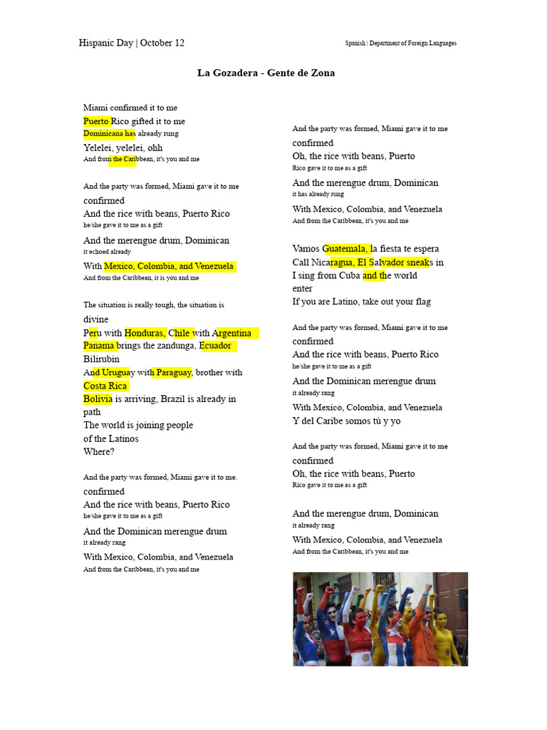 The Gozadera - Lyrics | PDF | Latin America | Dominican Republic