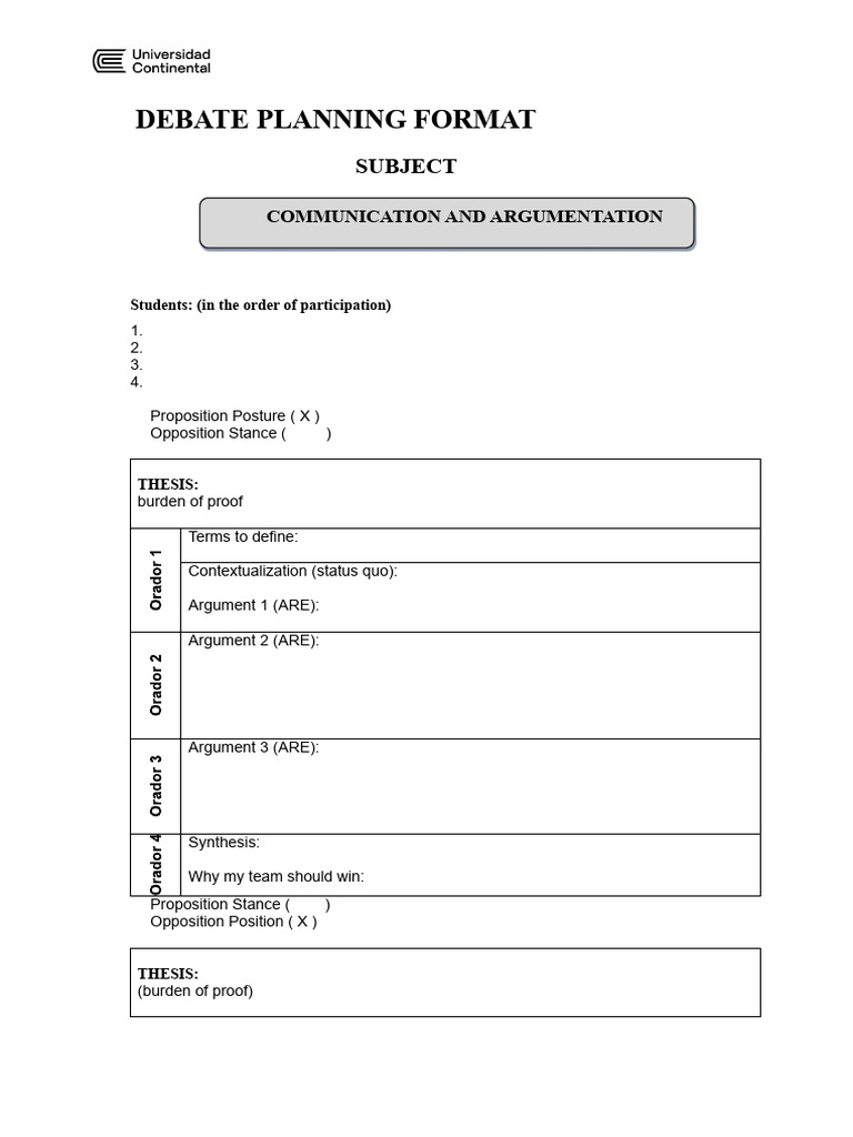 Debate Planning Format | PDF