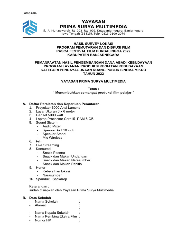 Hasil Survey Pemutaran Film 2022 | PDF