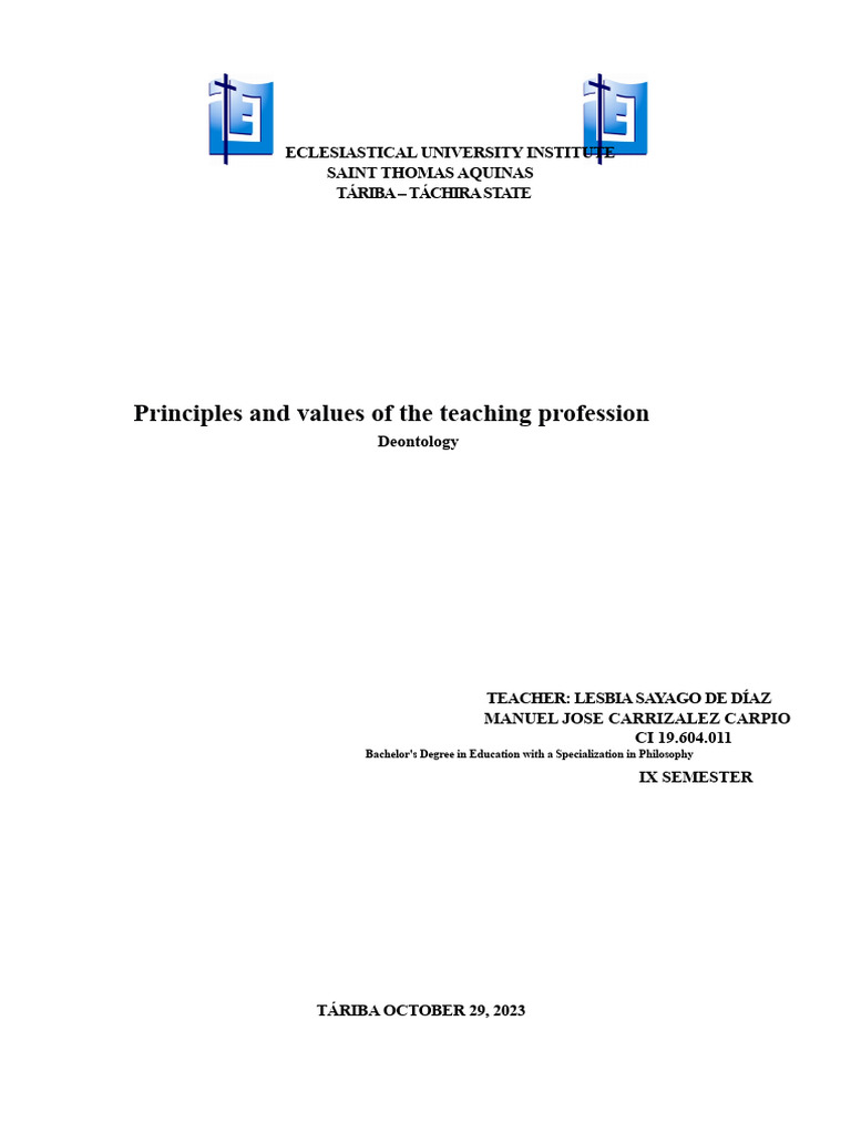 Principles and Values of The Teaching Profession | PDF | Teachers ...