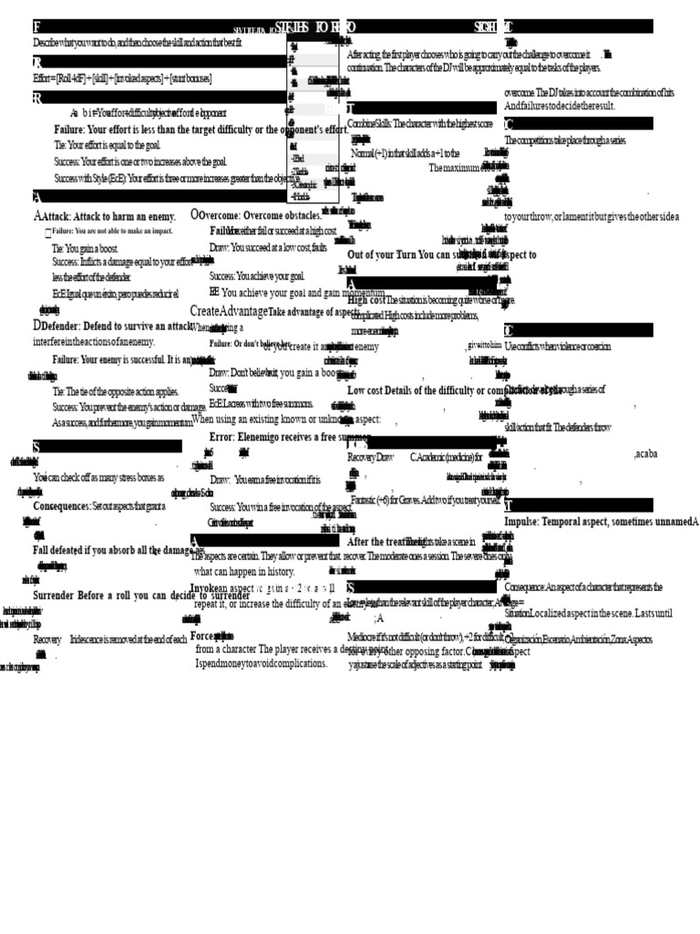 Fate Condensed Summary Rules PDF | PDF