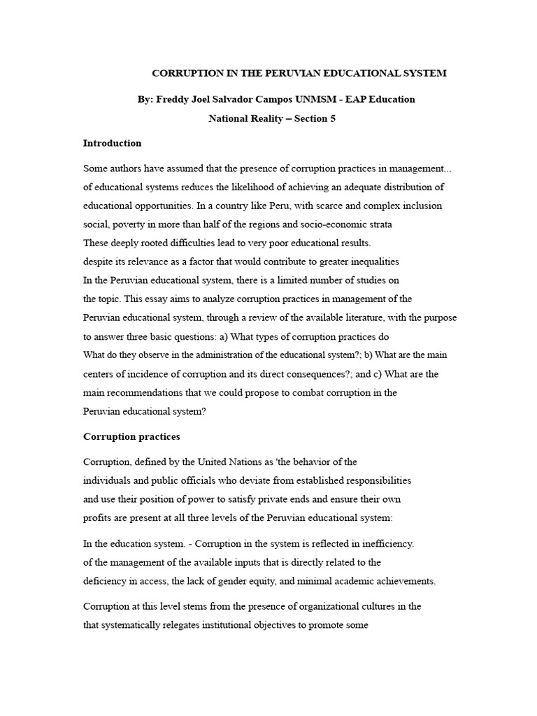 Corruption in Peru's Education System | PDF | Political Corruption ...