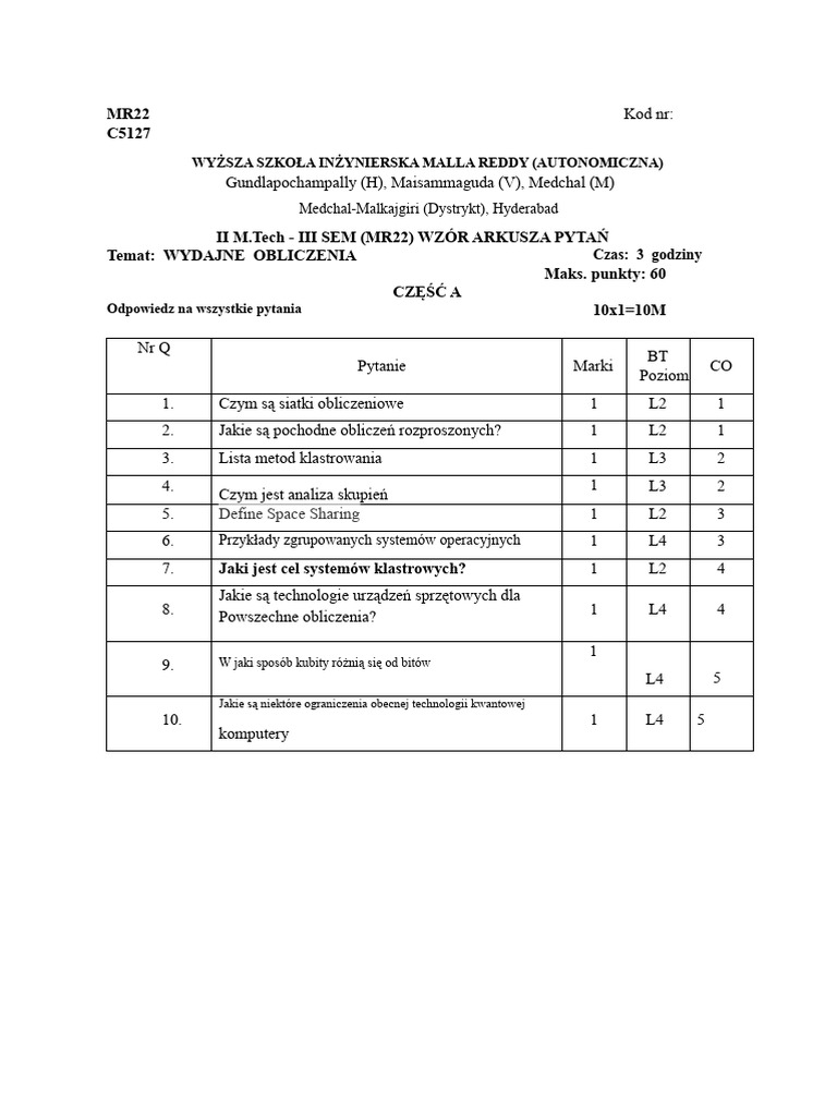 Model Paper HPC | PDF