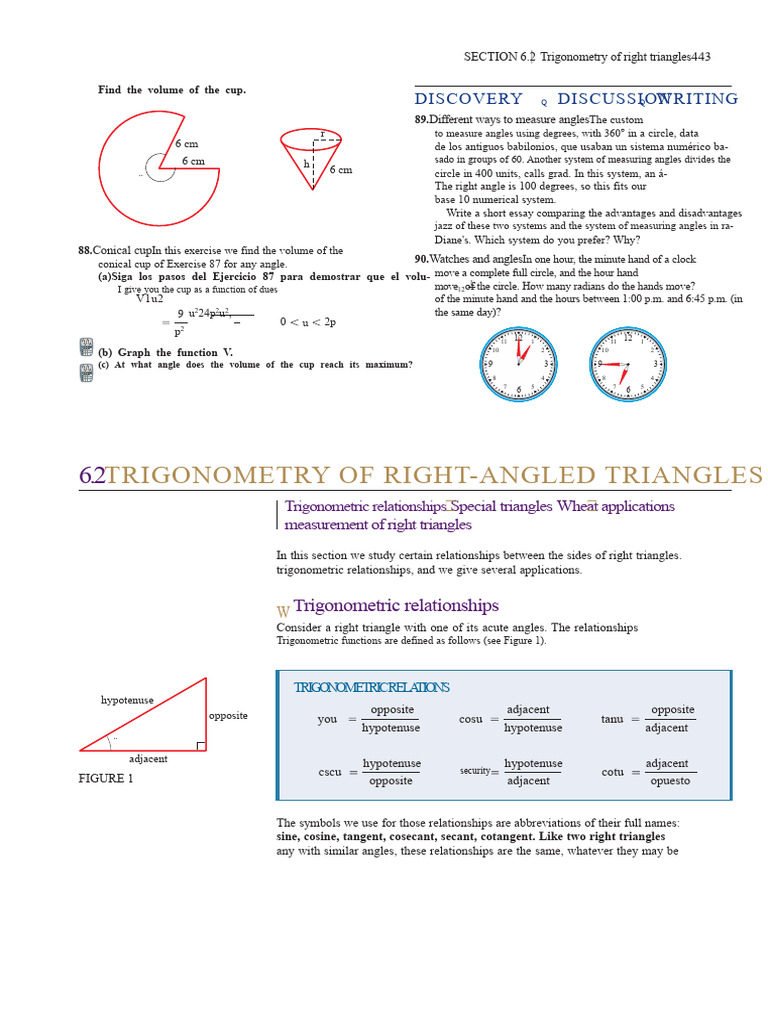 Trigonometry of Right Triangles Explained | PDF | Trigonometric ...