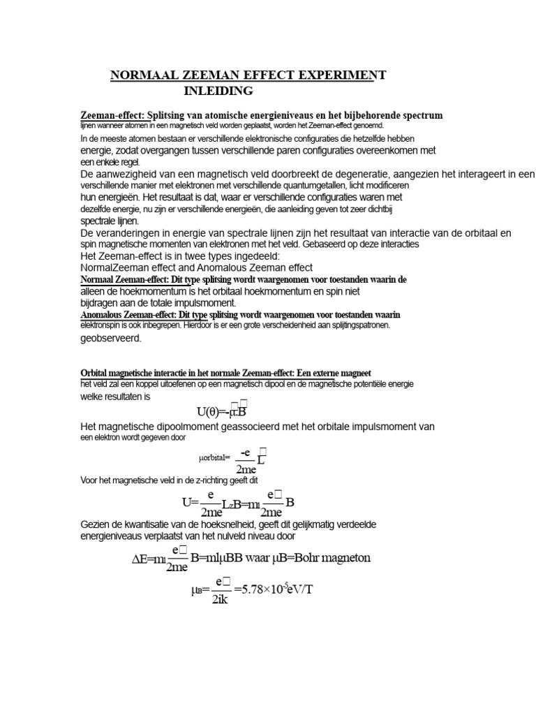 Zeeman Effect Experiment | PDF