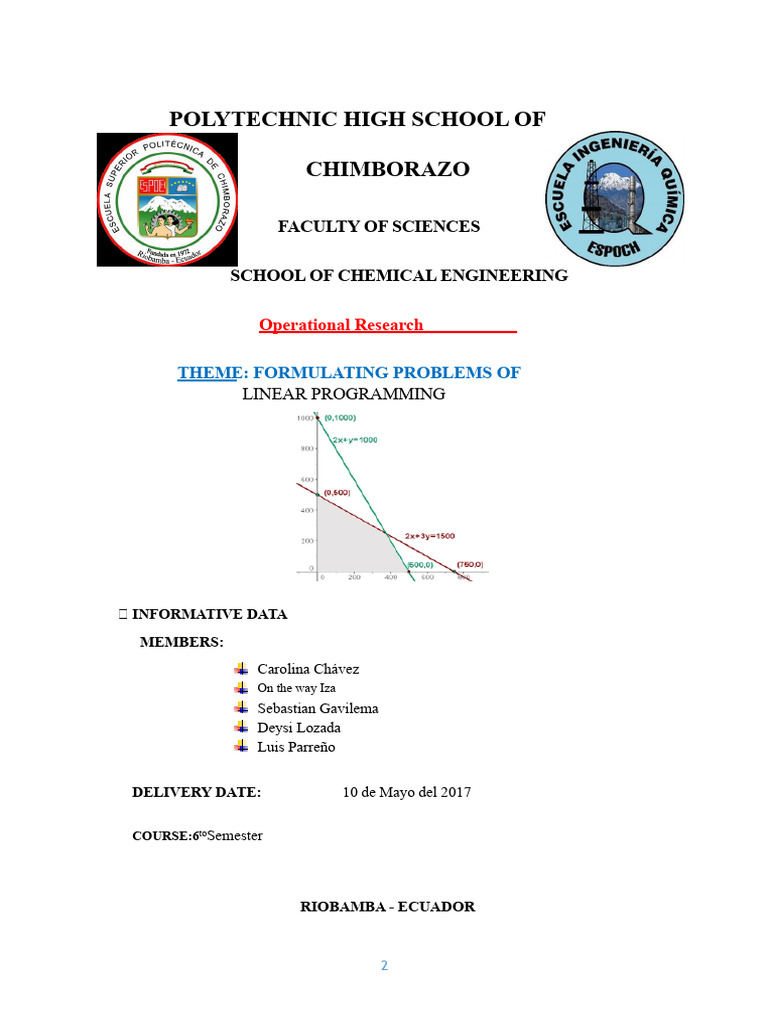 Formulation of A Problem in Linear Programming | PDF | Mathematical Optimization | Linear ...