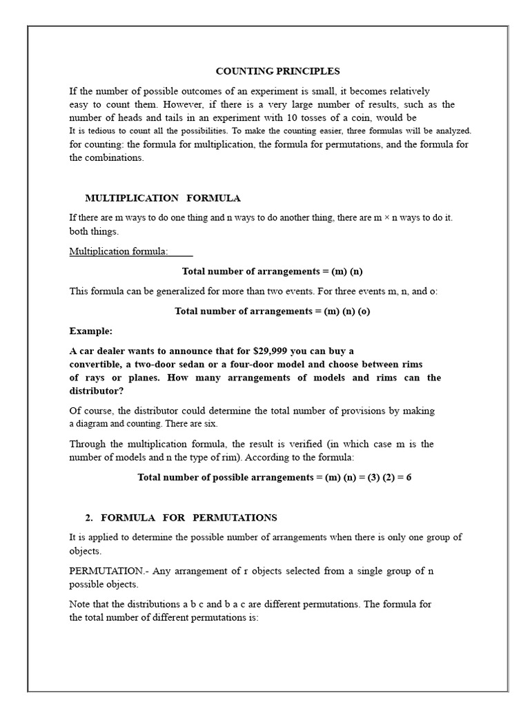 Principles of Counting Statistics | PDF | Permutation | Mathematics