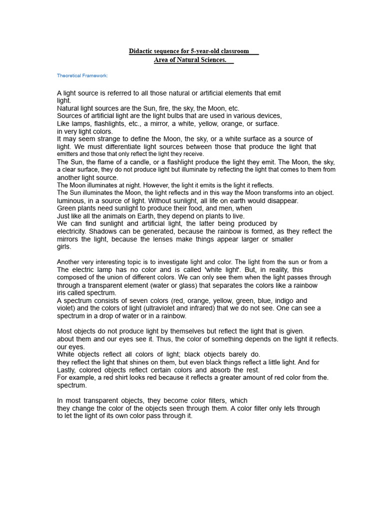 Didactic Sequence Light | PDF | Light | Color