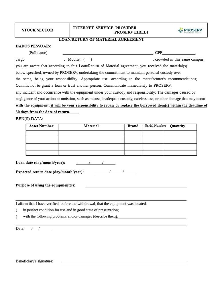 Loan Agreement For Material | PDF | Loans