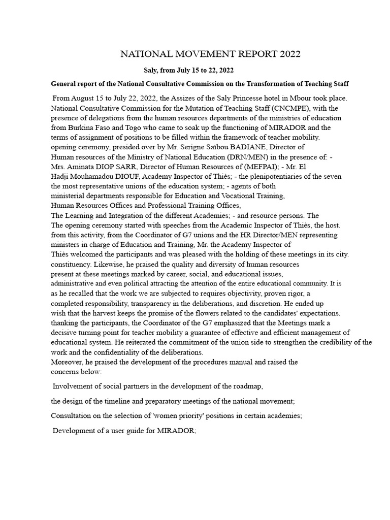 National Movement Report 2022: Teacher Mobility | PDF | Business