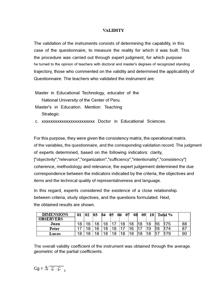 Example Validity Expert Judgment | PDF | Validity (Statistics ...