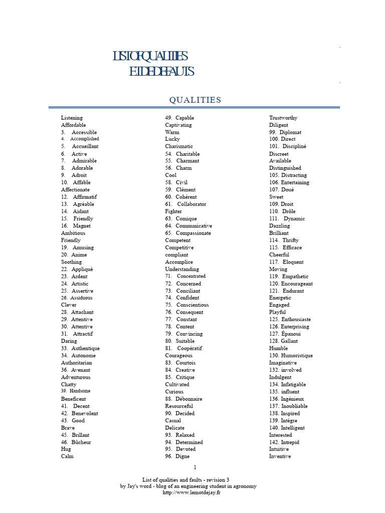 Qualities and Flaws List in Agronomy | PDF