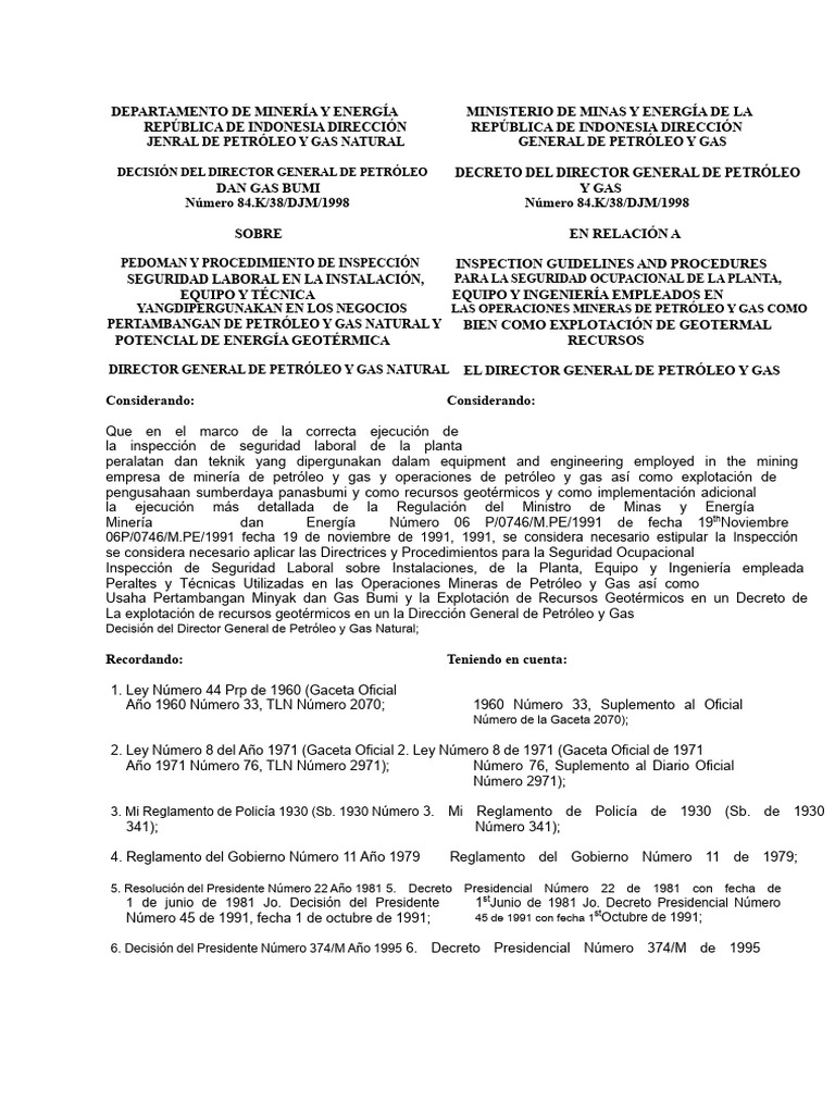 SKPP SKPI Dirjen Migas 84K38DJM1998 PDF | PDF | Soldadura | Construcción
