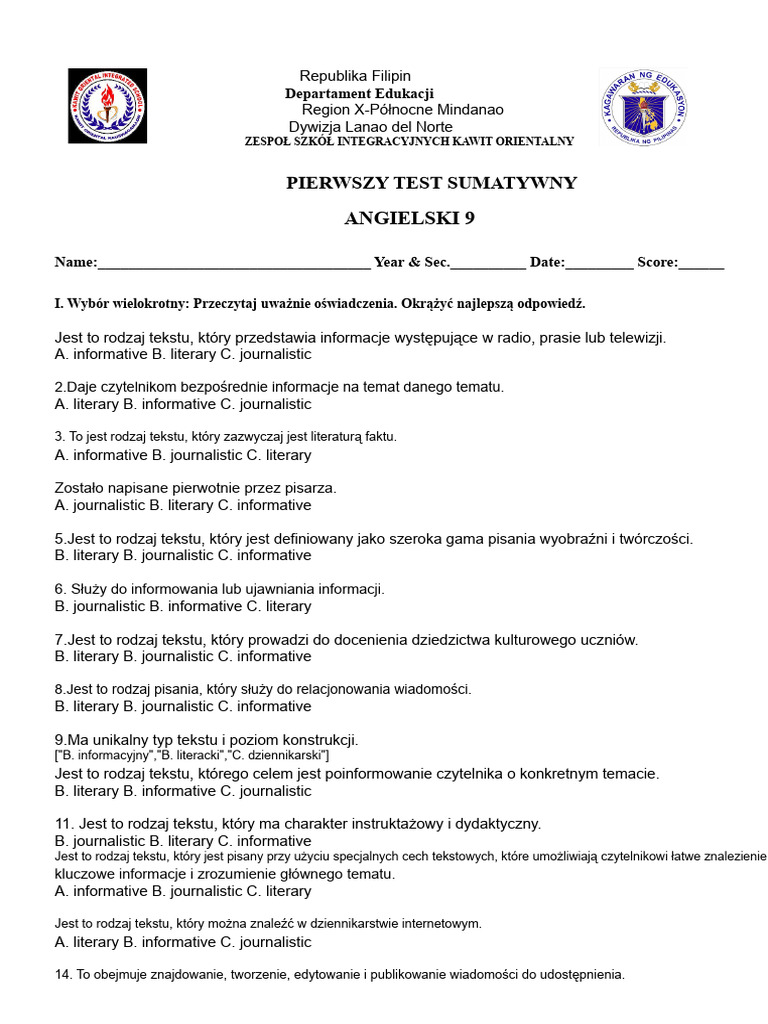 Angielski 9 | PDF