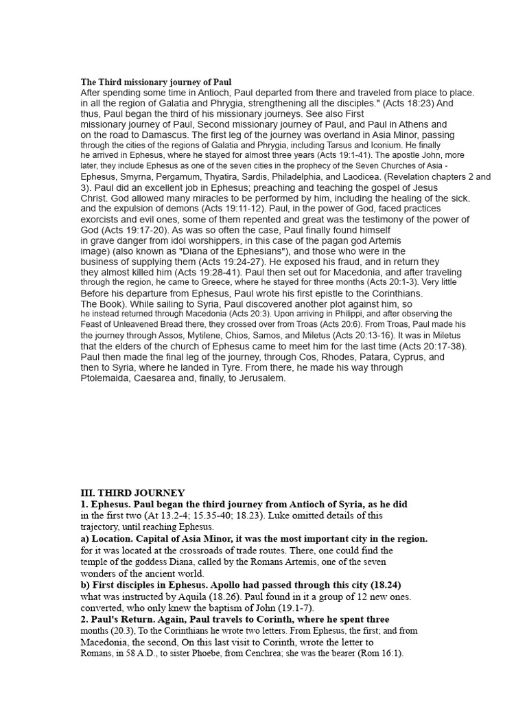 The Third Missionary Journey of Paul | PDF | Paul The Apostle | Early ...