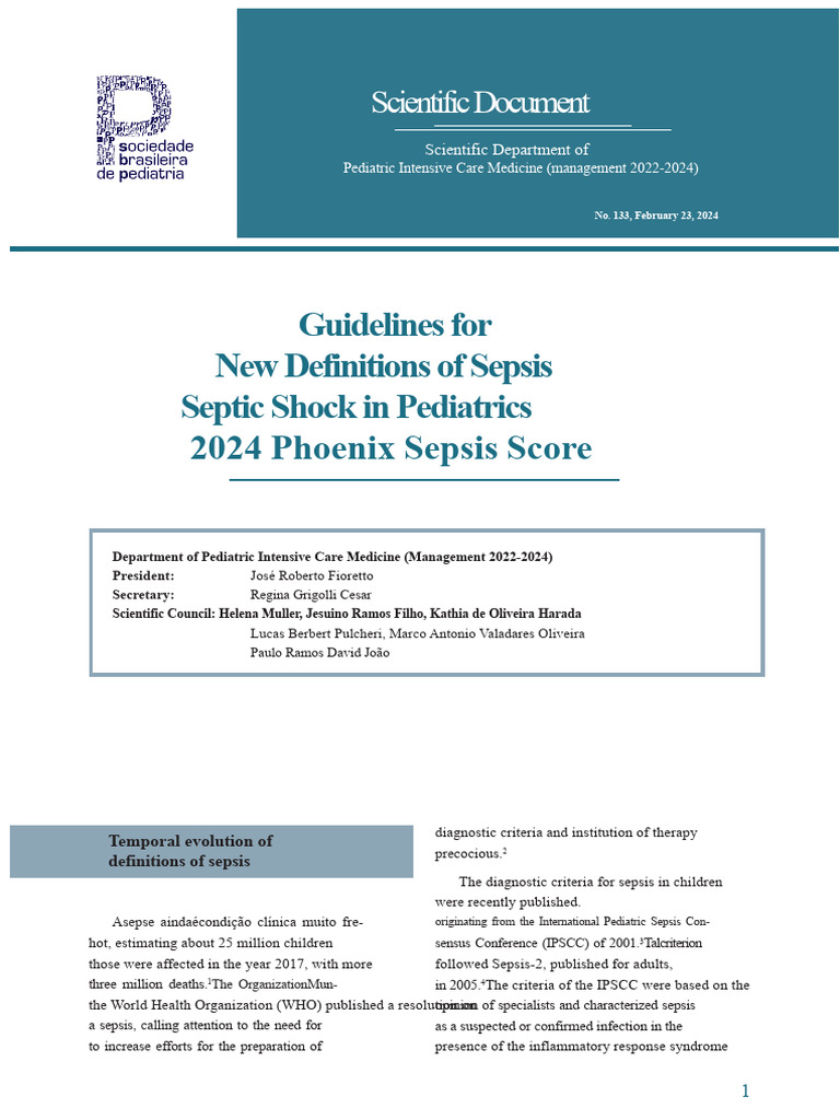 2024 Pediatric Sepsis Guidelines | PDF | Sepsis | Medical Specialties