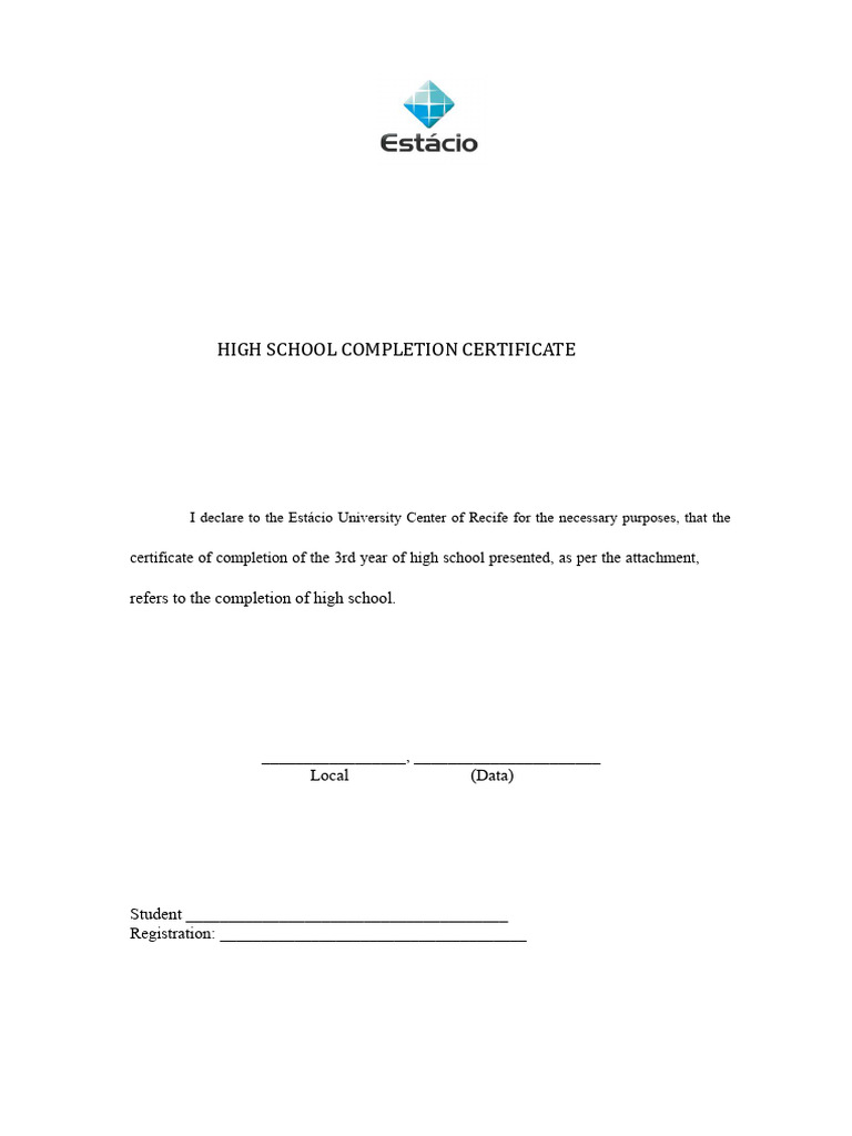 High School Completion Certificate PDF | PDF
