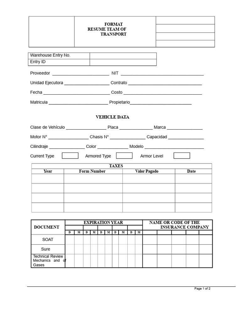 Life Sheet of Transport Vehicles | PDF | Vehicles | Transport