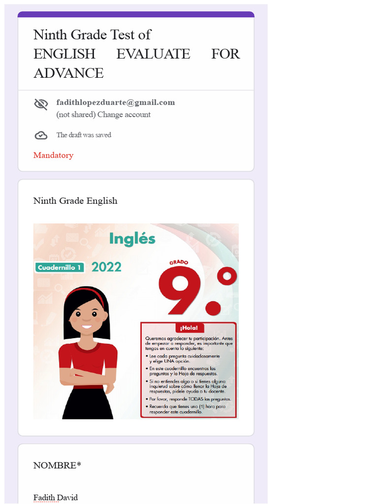 Ninth Grade English Test Evaluate To Advance | PDF