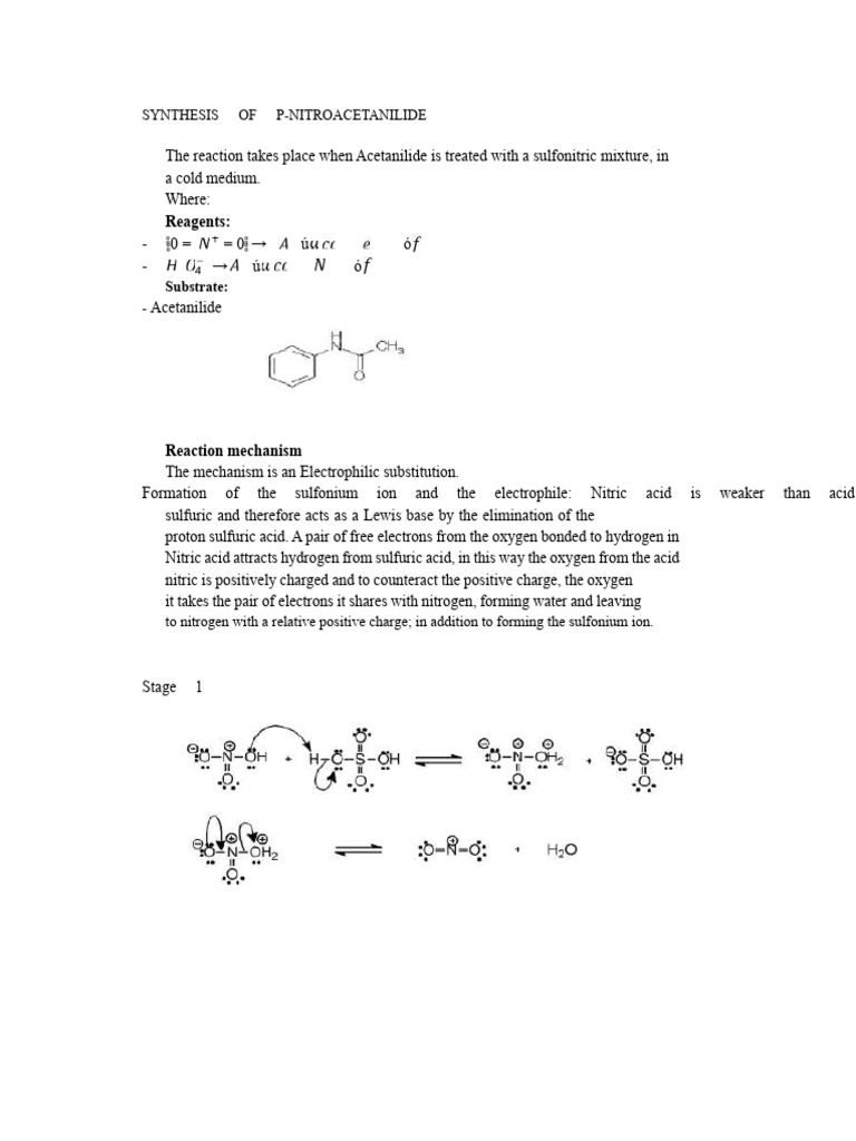 Reaction Mechanism of P-Nitroacetanilide | PDF