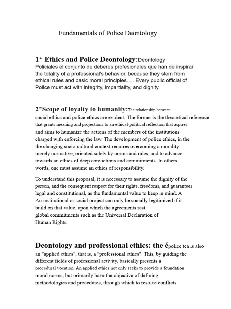 Fundamentals of Police Deontology | PDF | Police | Value (Ethics)