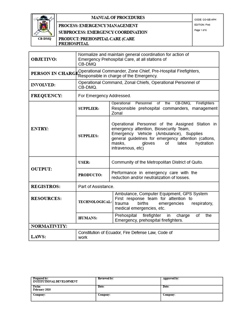 APH Procedures Manual - Emergency Management | PDF | Emergency Medical ...