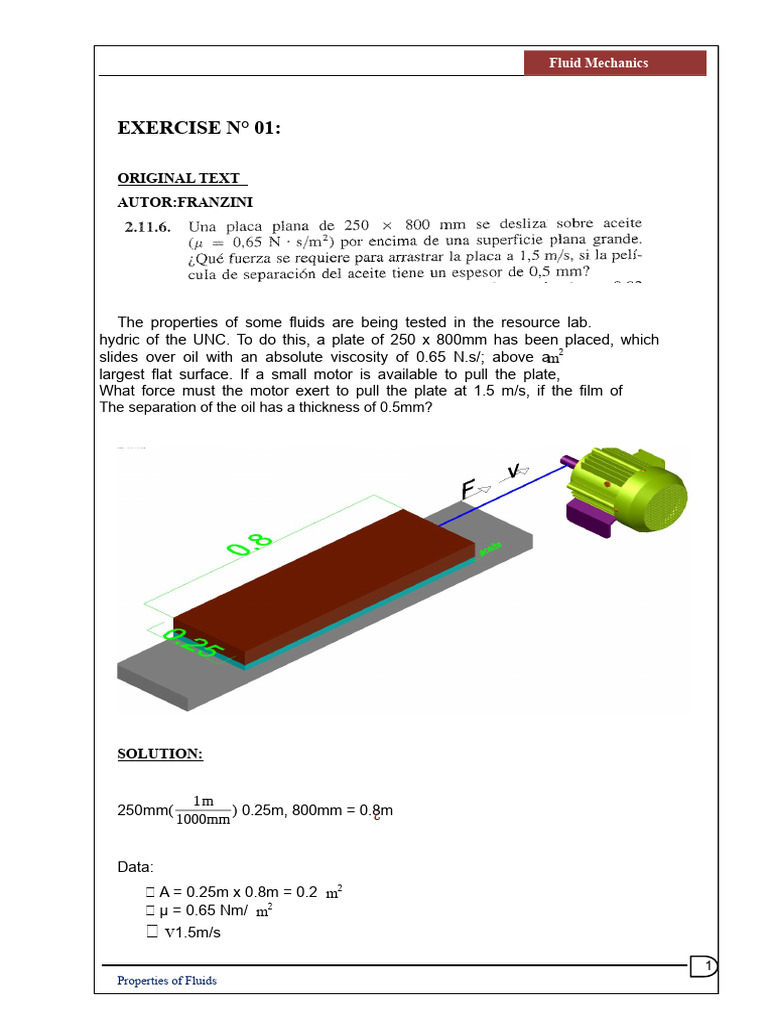 Fluid Mechanics Exercises and Solutions | PDF | Viscosity | Pressure